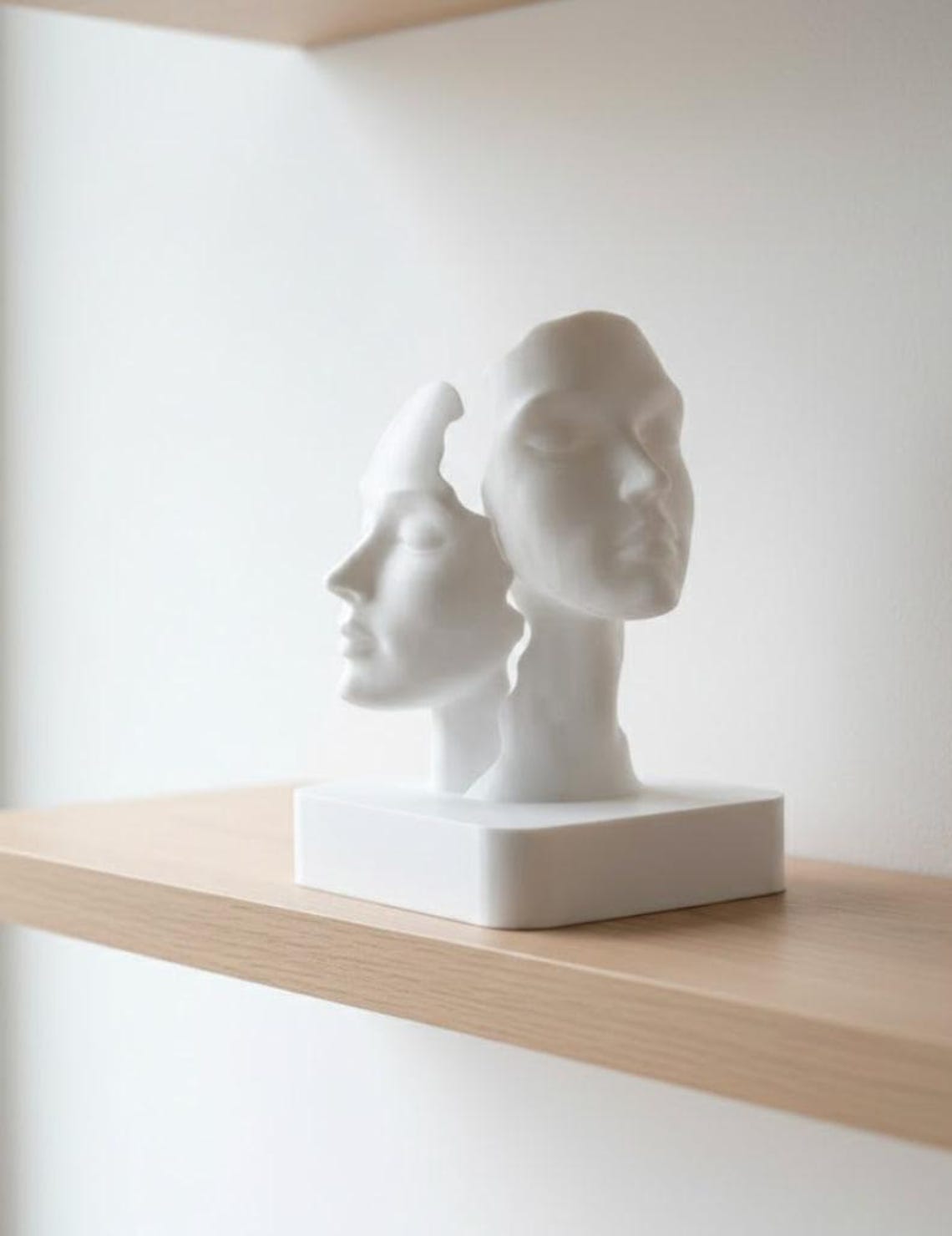 Dual Faces Vase Sculpture – Modern 3D Printed Art Piece, White ...