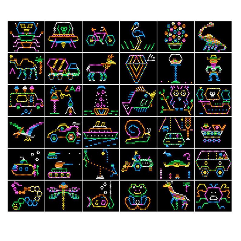 STARTER PACK #2 Paper Sheet Pattern Template Refills for Lite Brite ...