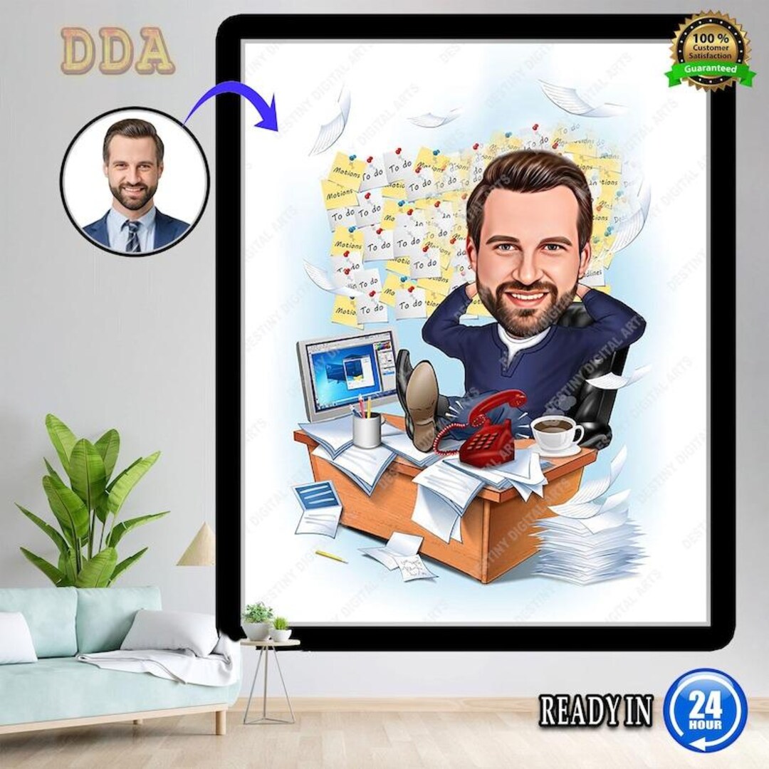 Custom Relaxed Employee Caricature | Funny Office Portrait ...