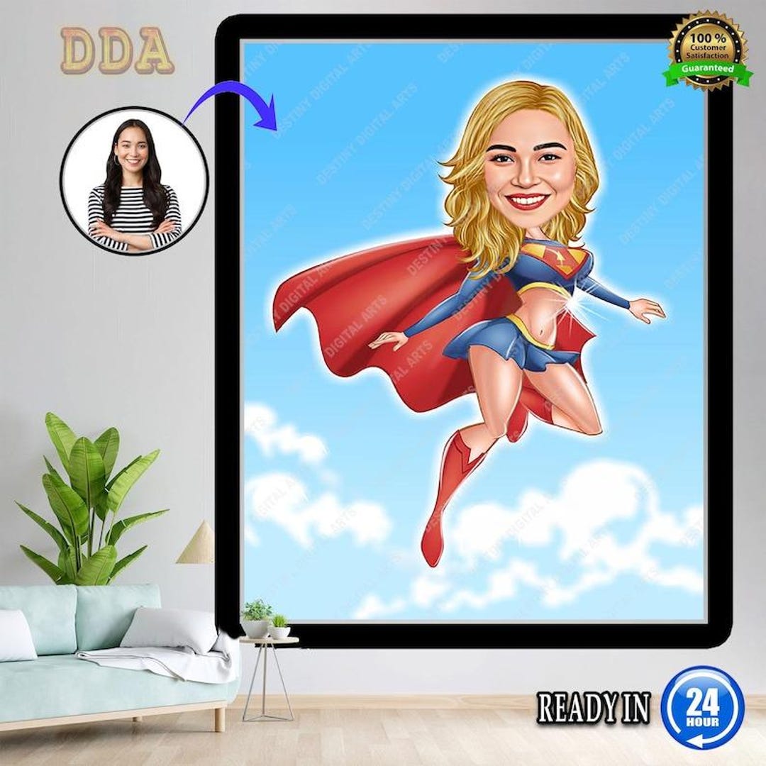 Custom Female Superhero Caricature | Cartoon Portrait | Fun Hero ...