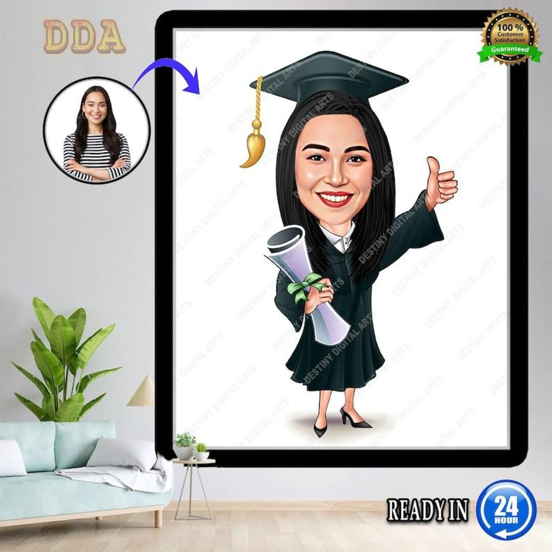 Custom Graduation Caricature | Funny Graduate Portrait | Personalized ...