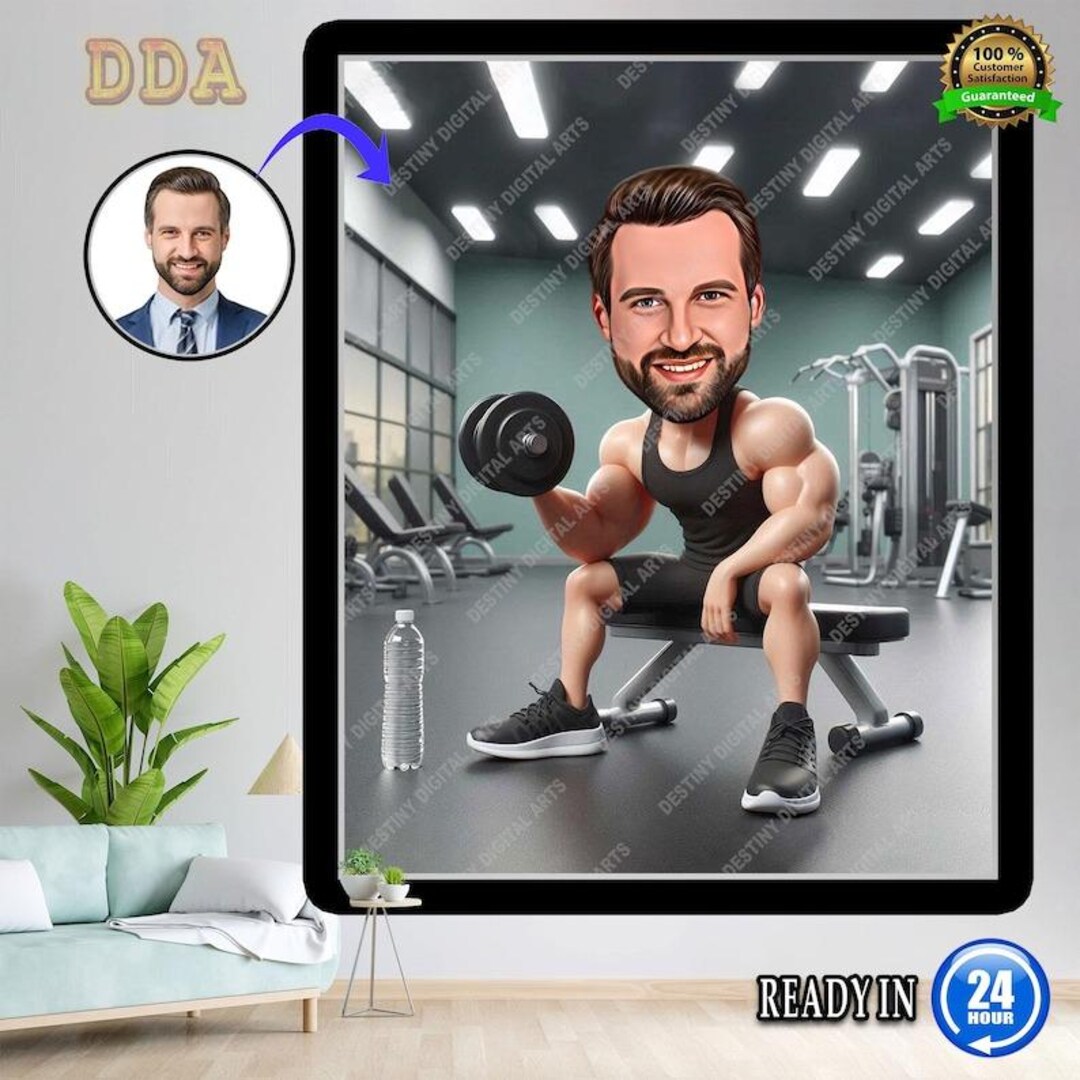 Custom Gymrat Caricature | Cartoon Portrait From Photo | Funny Drawings ...