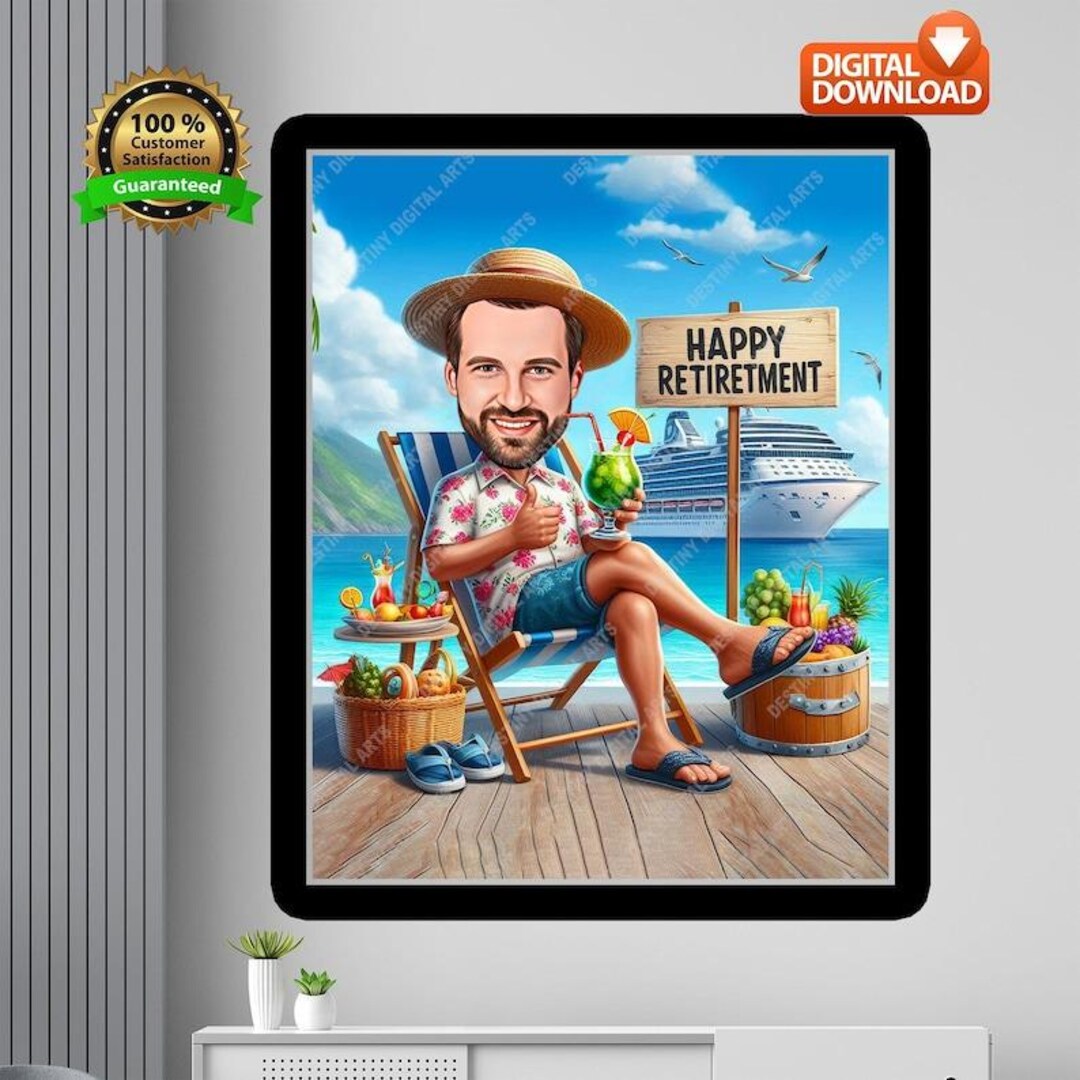 Custom Happy Retirement Caricature | Funny Retirement Portrait ...