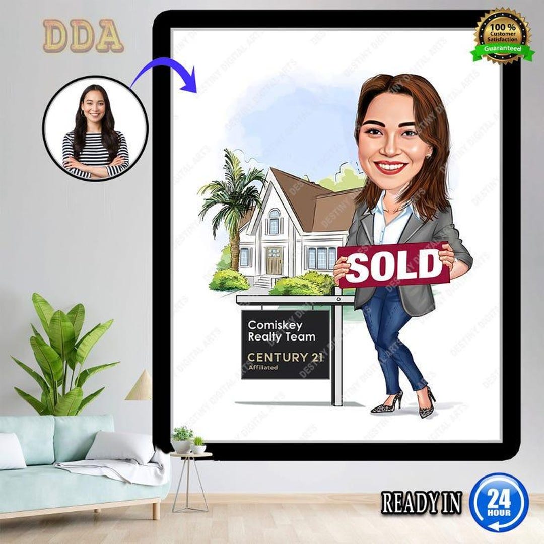 Custom “female Retailer” Cartoon Portrait | Shop Worker Caricature ...