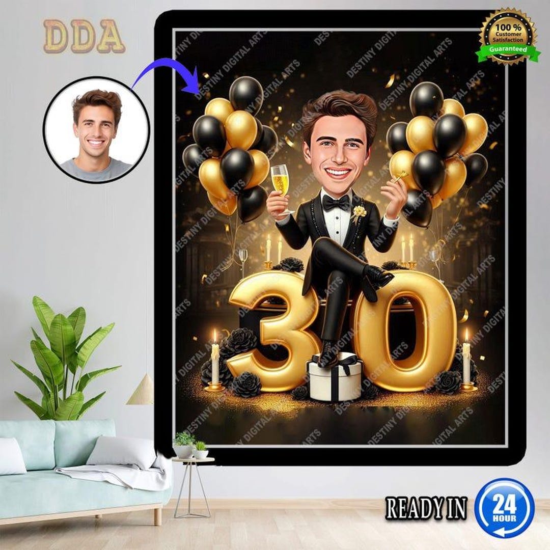 Custom 30th Birthday Caricature | Funny Portrait | Personalized ...