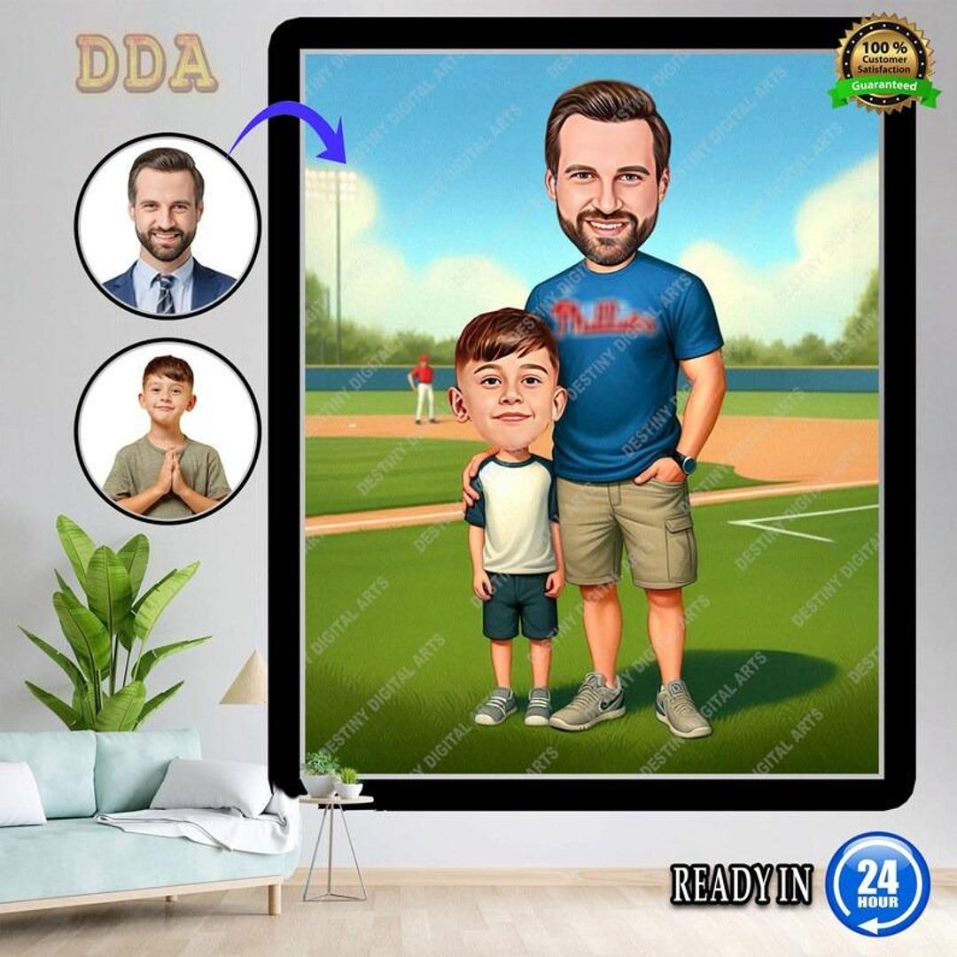 Father Son Custom Caricature | Personalized Cartoon Portrait | Funny ...