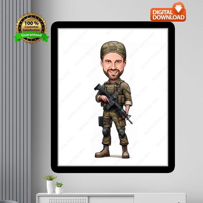 Custom Army Man Caricature | Military Soldier Cartoon Portrait ...