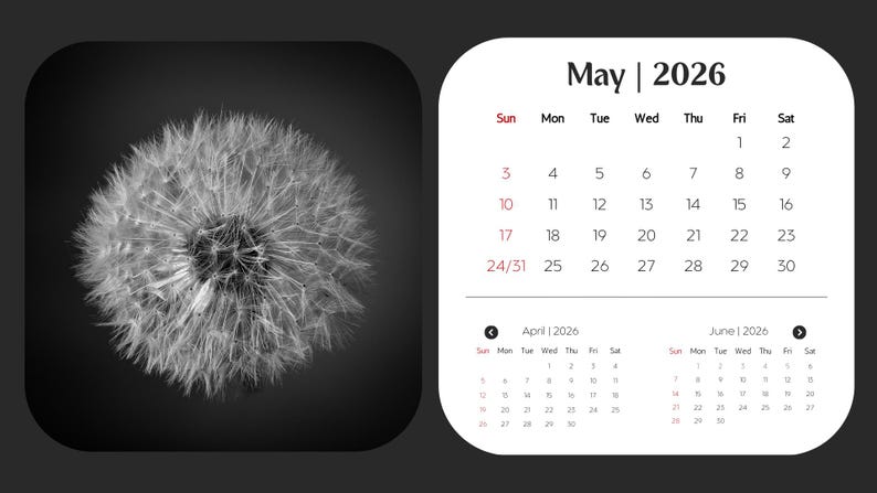 2026 Printable Wall Calendar - Modern & Colorful Nature Photos ...