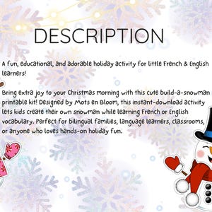 Printable Bilingual Snowman Activity – Instant Download | Dress the ...