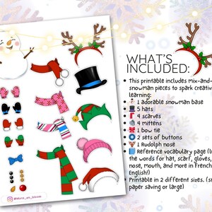 Printable Bilingual Snowman Activity – Instant Download | Dress the ...