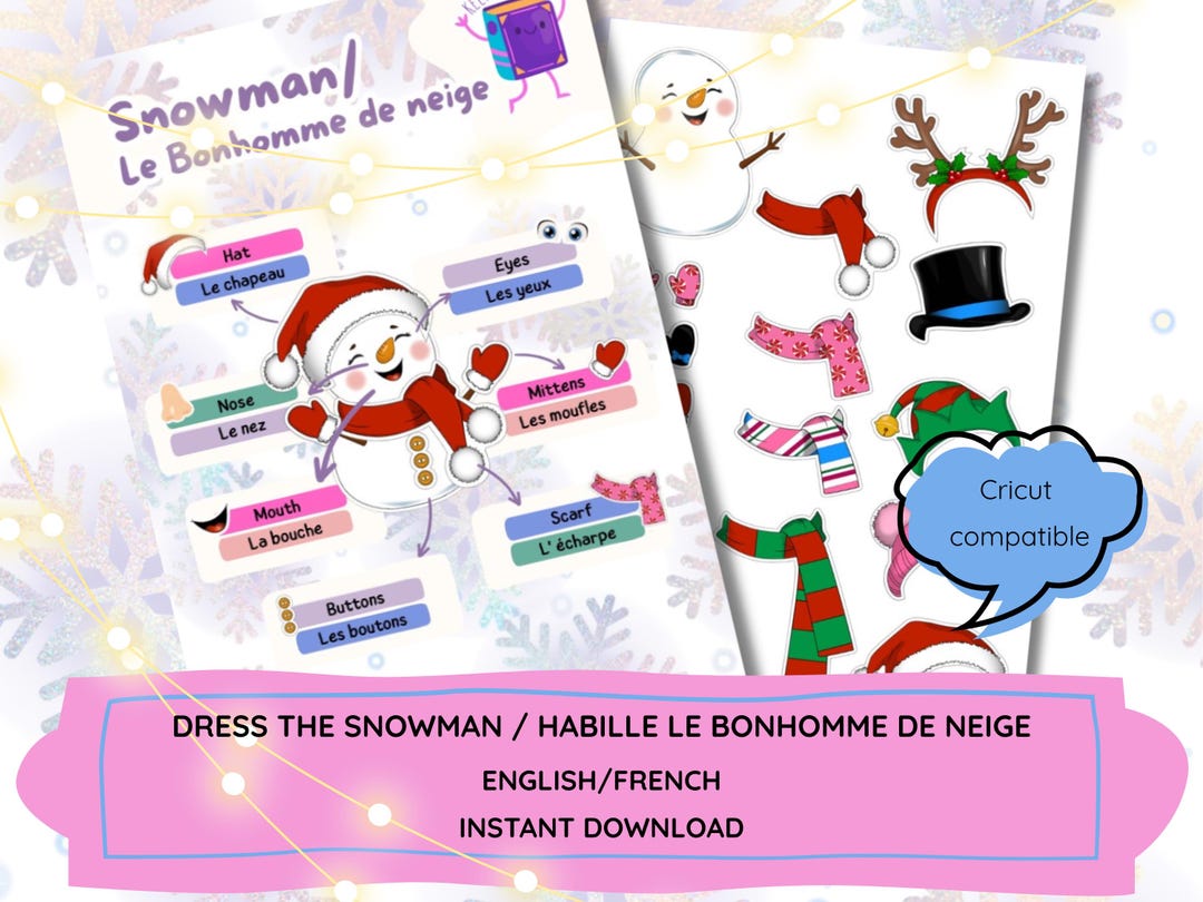 Printable Bilingual Snowman Activity – Instant Download | Dress the ...
