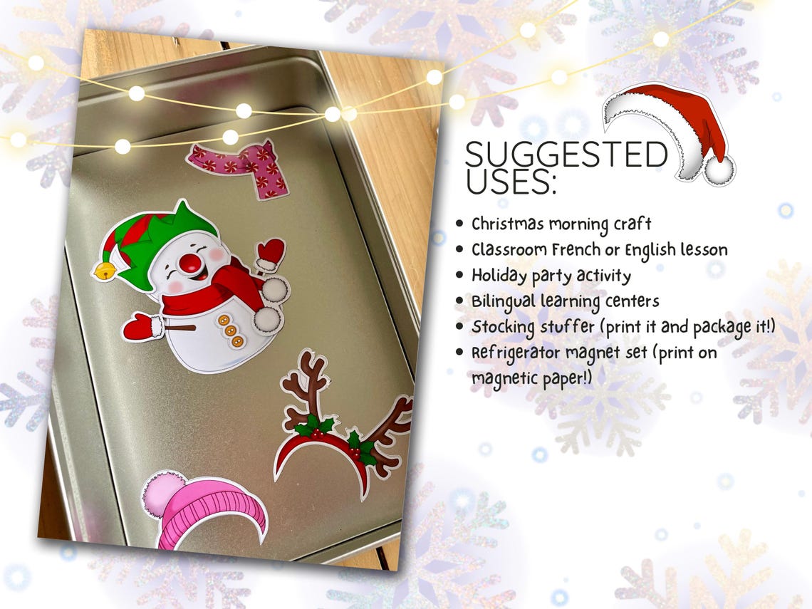 Printable Bilingual Snowman Activity – Instant Download | Dress the ...