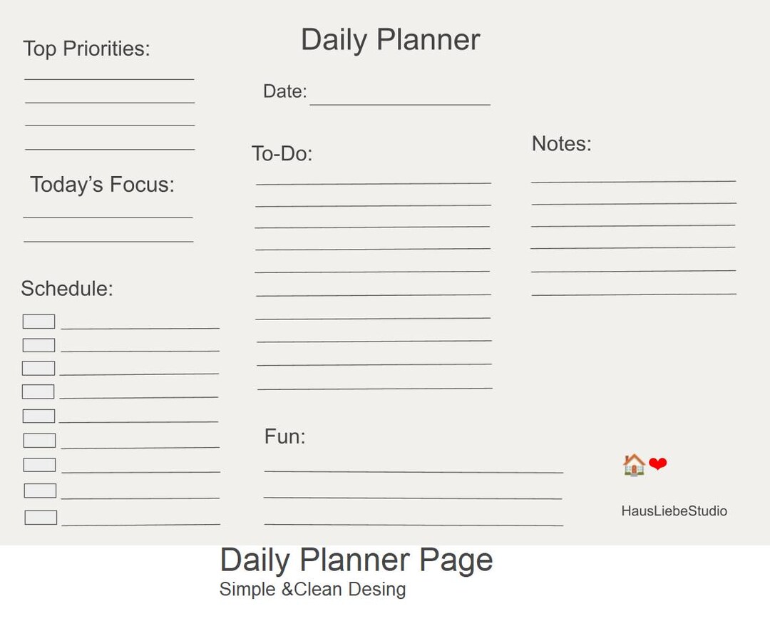 Daily Planner Printable A4 | Minimal Light Blue Daily Planner ...