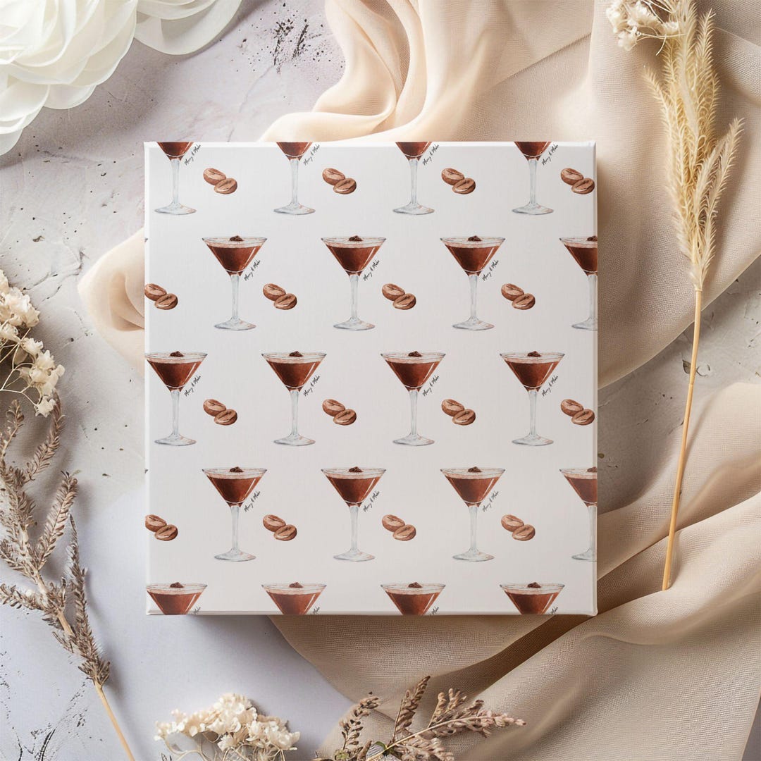 Espresso Martini Wrapping Paper, Coffee Cocktail Christmas Packaging - Etsy
