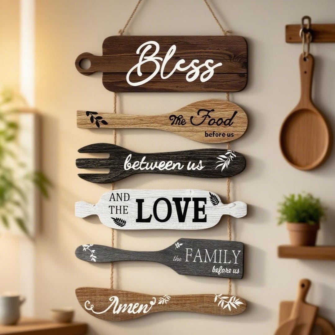 Rustic Wooden Kitchen Blessings Wall Sign - Etsy