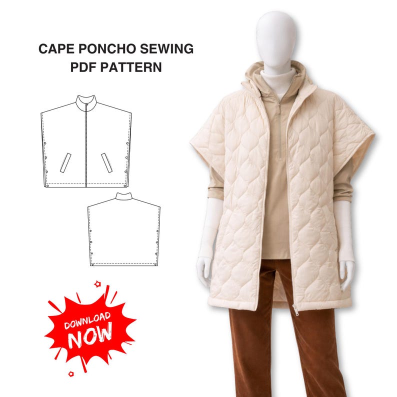 Quilted Vest Cloak Sewing Pattern PDF for Women - Etsy