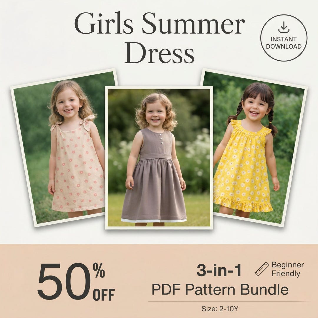 Girls Summer Dress Pattern PDF | Kids Sewing Bundle | 3 Styles | Easy ...