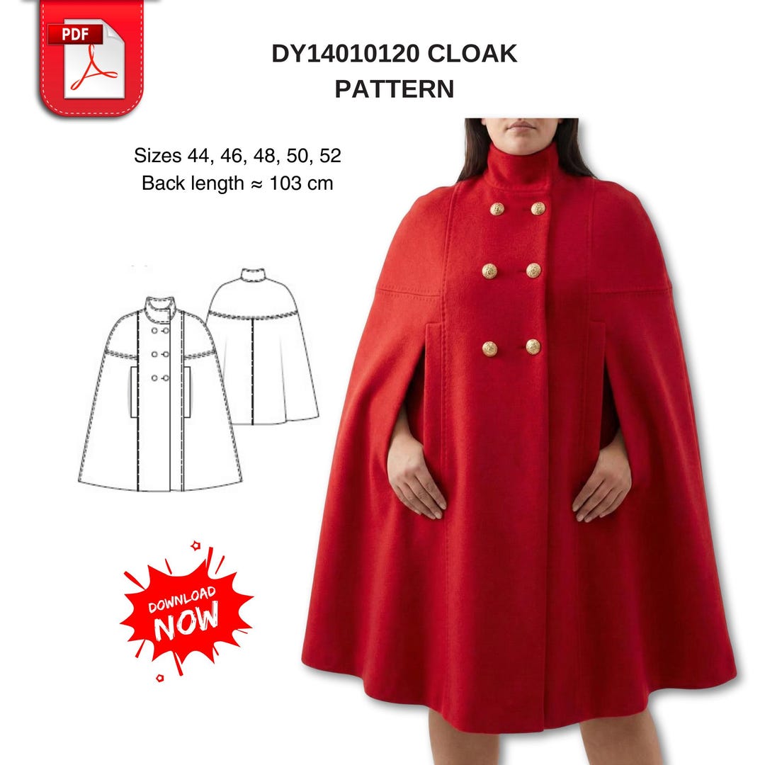 Plus Size Double Breasted Cloak Sewing Pattern PDF - Etsy