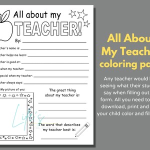 Teacher Appreciation Bundle, All About My Teacher in Color and a ...