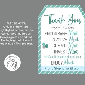 Teacher Appreciation Mint Candy Gift Tag to Edit in Corjl, Download and ...