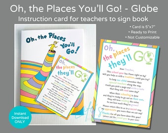 Oh the Places You'll Go Book Instruction Letter for Teachers Sign Book ...