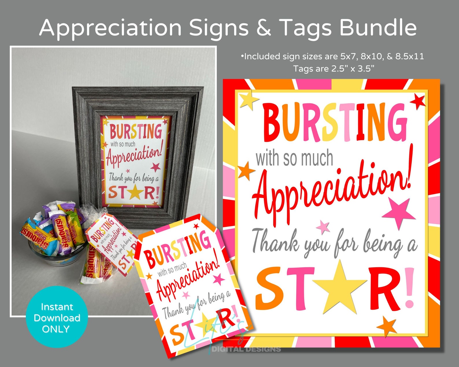 Teacher Appreciation Week Bursting With Appreciation Signs and Tag ...