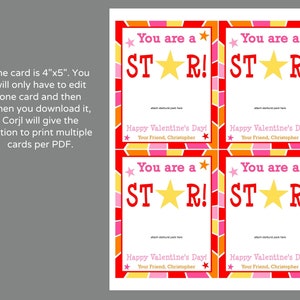 School Valentine's Day Card to Edit Download and Print Starburst ...
