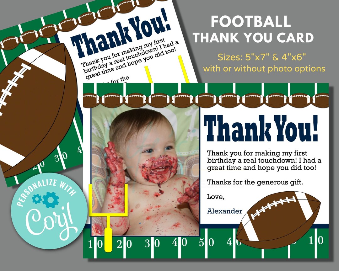 Football Thank You Card Template to Instantly Edit in Corjl, Download ...