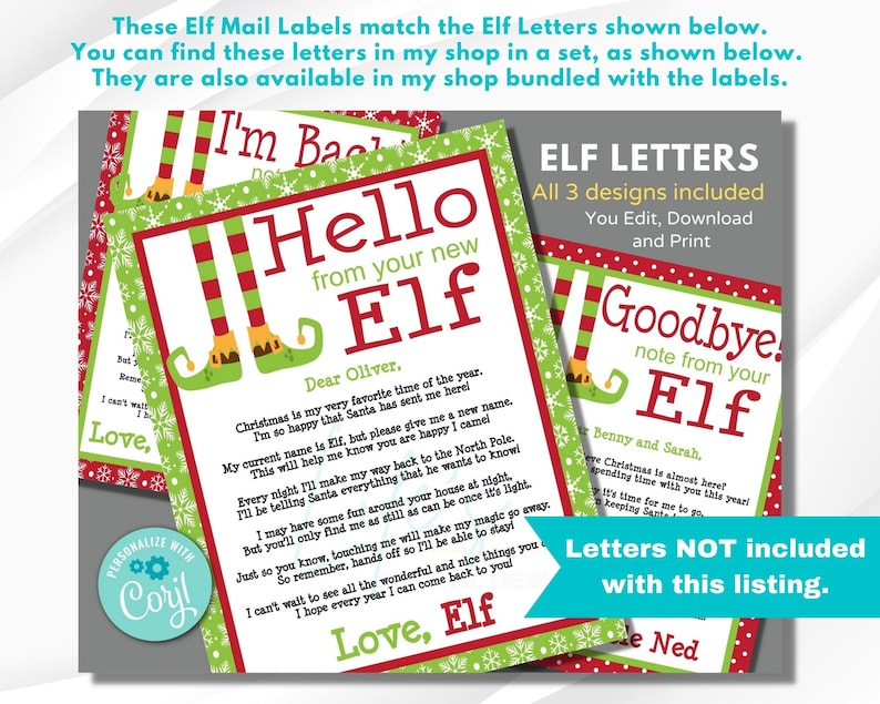 Elf Mail Shipping Labels to Edit Instantly in Corjl, Download and Print ...