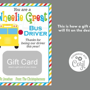 School Bus Driver Gift Card Holder & Card to Edit in Corjl, Download ...