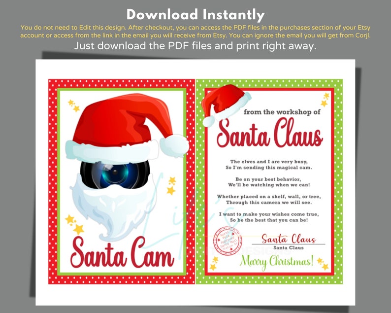 Santa Camera and Letter to Edit in Corjl, Download and Print, Christmas ...