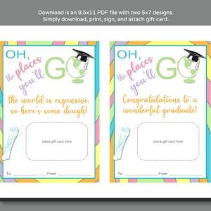 Oh the Places You'll Go Graduation Gift Card Holder Graduation Gift ...