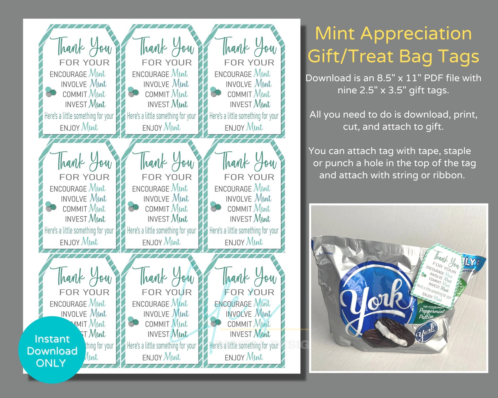 Teacher Appreciation Week Mint Candy Tags to Download and Print, School ...