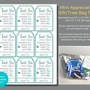Teacher Appreciation Week Mint Candy Tags to Download and Print, School ...