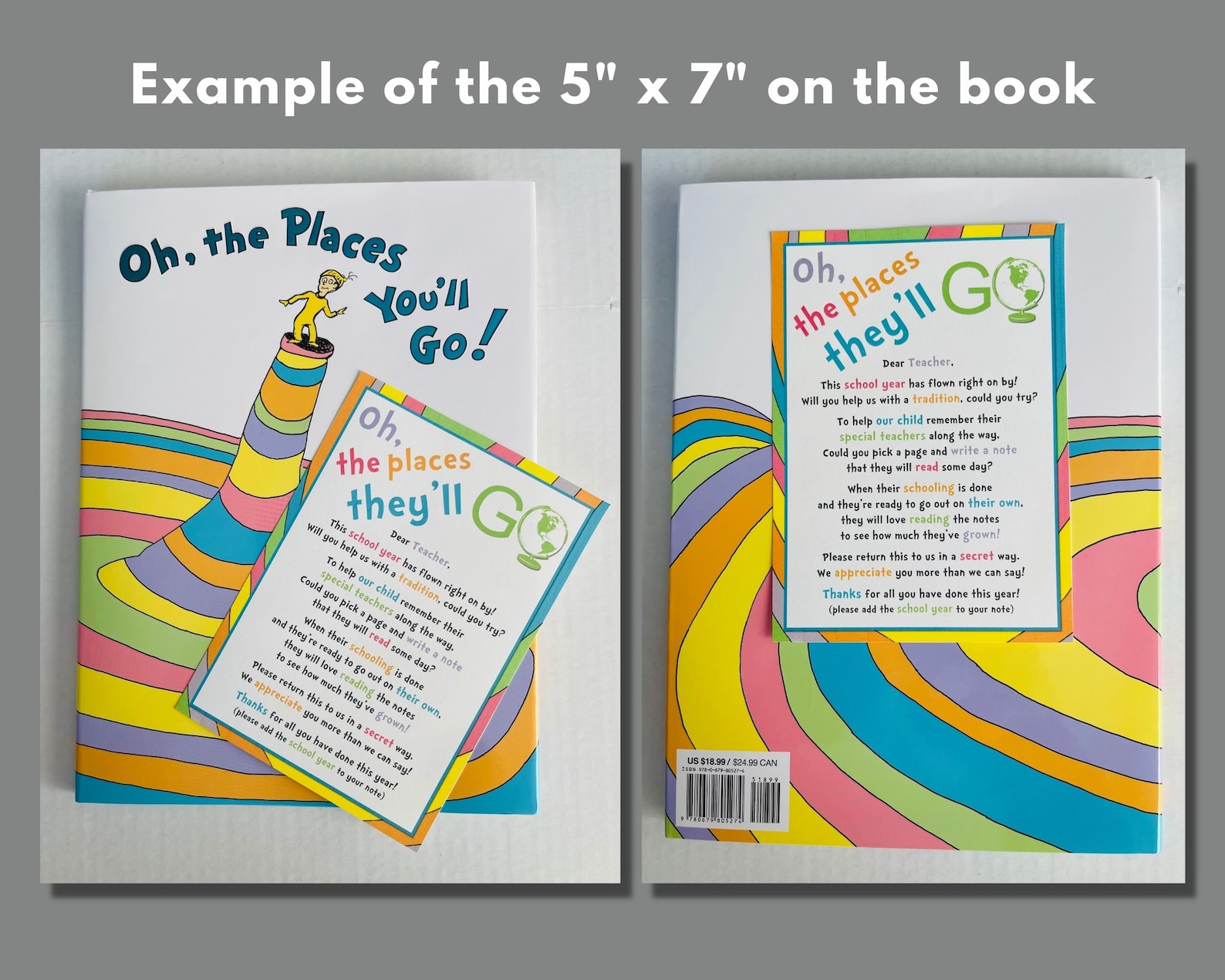 Oh the Places You'll Go Instruction Letter for Teachers to Sign Book ...