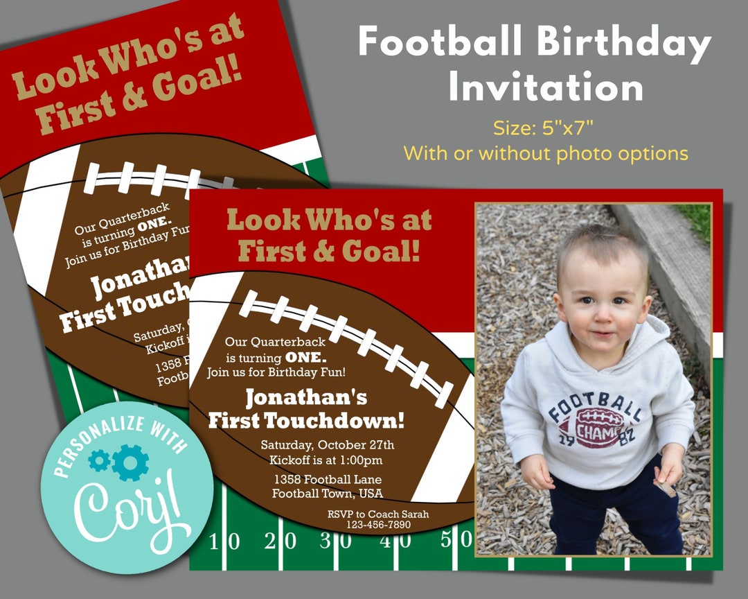 Football First Birthday Party Invitation to Edit in Corjl, Download ...