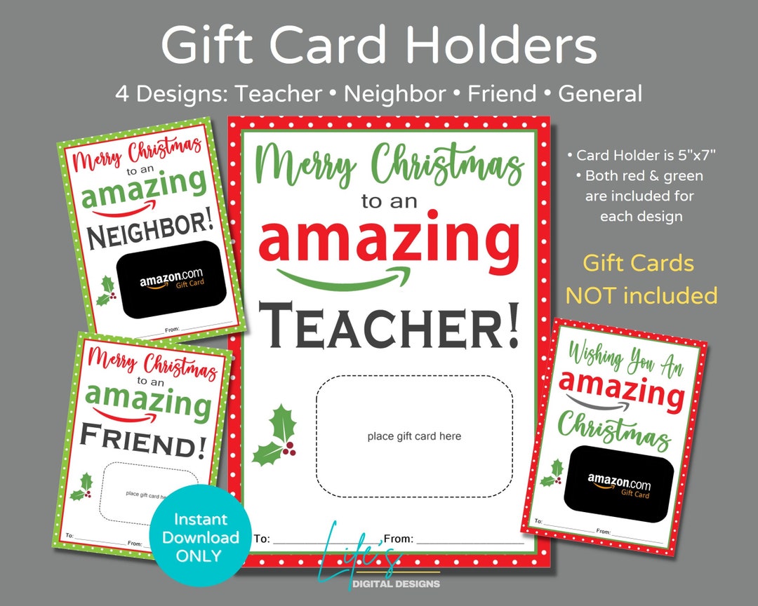 Christmas Amazon Gift Card Holder for Teachers, Neighbors, Friends and ...