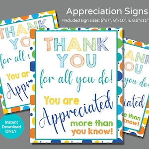 Teacher Appreciation Week Signs to Download and Print, Staff ...