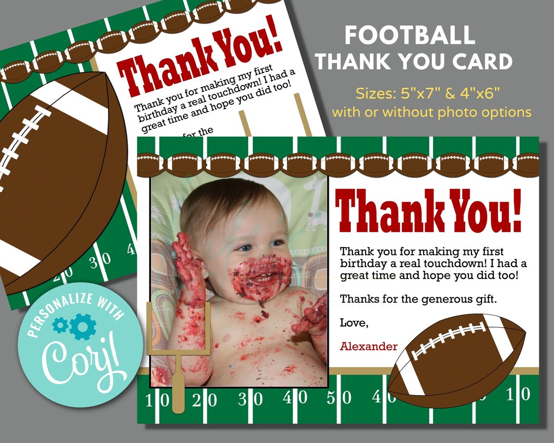 Football Thank You Card Template to Instantly Edit in Corjl, Download ...