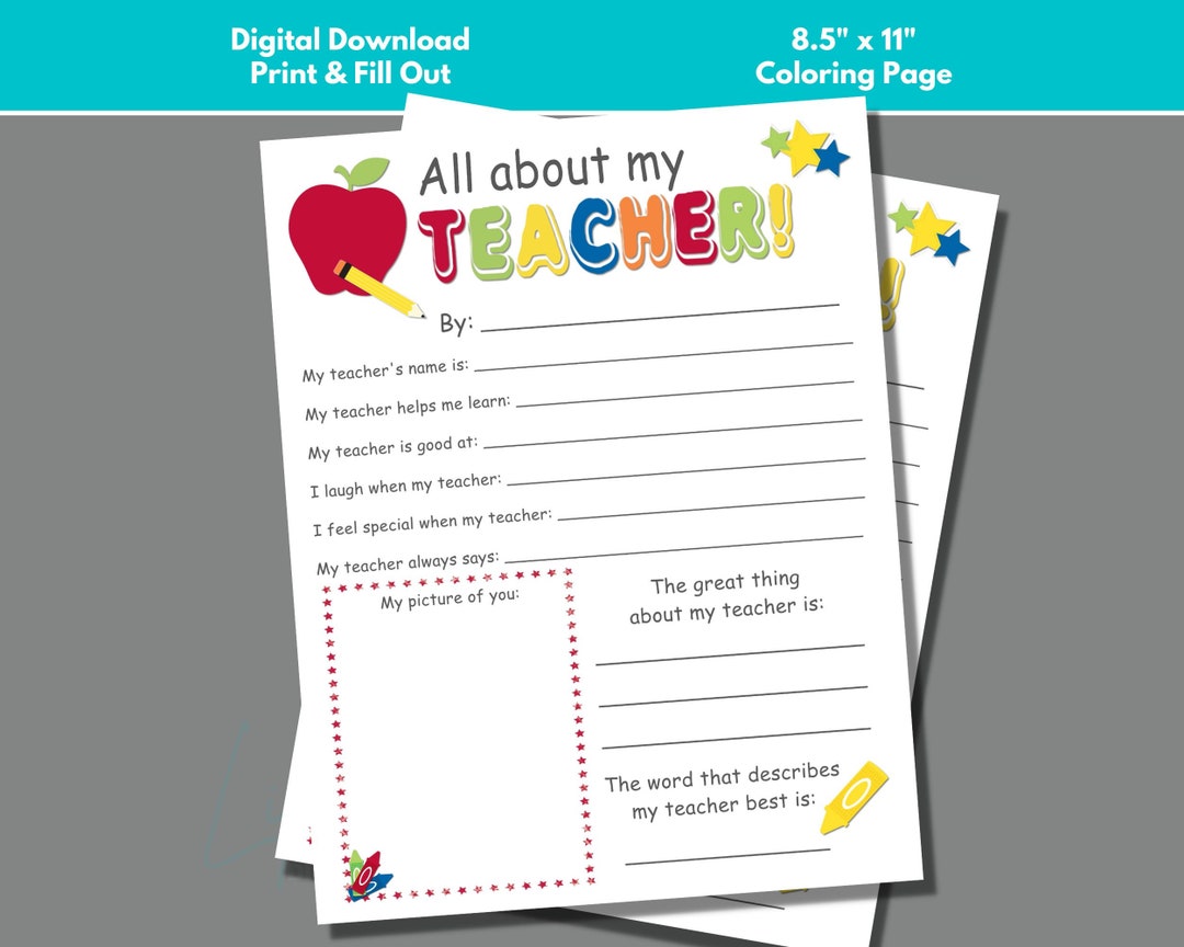 Teacher Appreciation Week All About My Teacher Form to Download and ...
