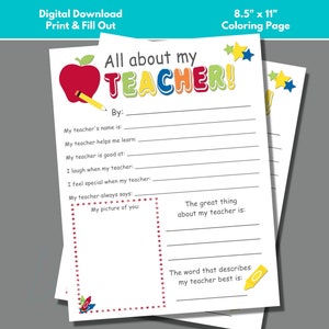 Teacher Appreciation Week All About My Teacher Form to Download and ...
