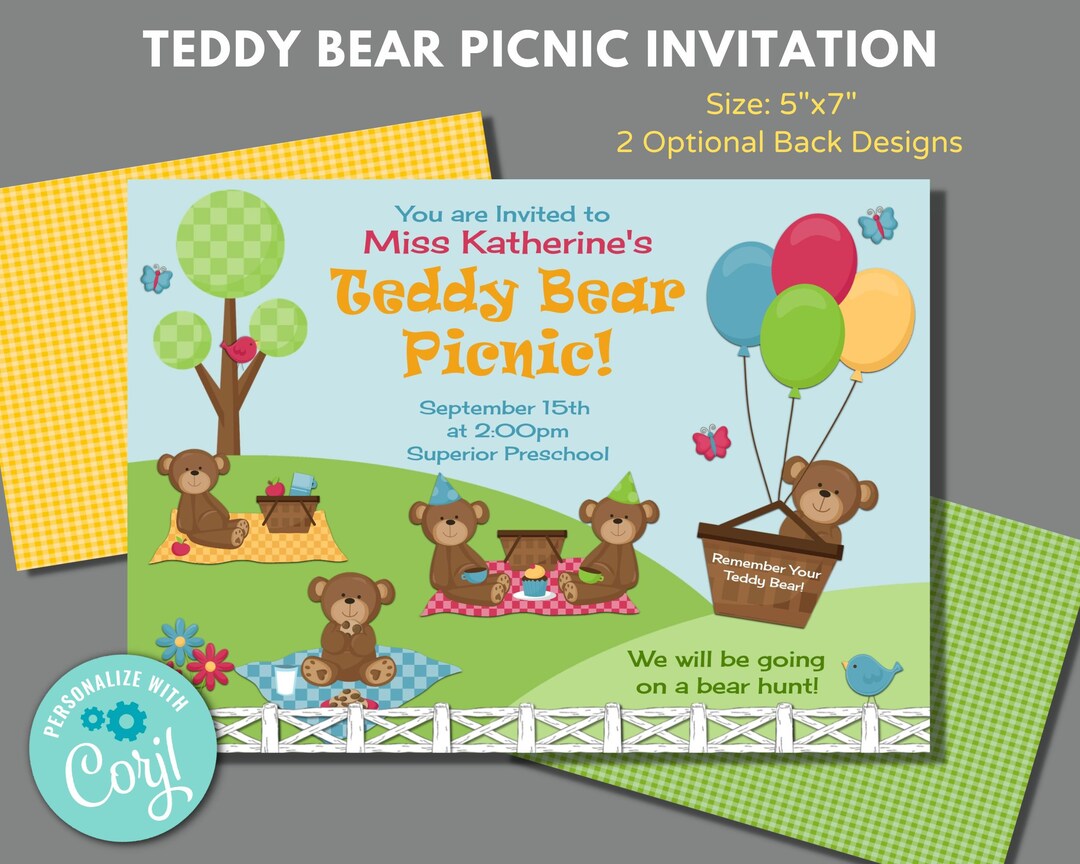 Teddy Bear Picnic Invitation Template to Instantly Edit in Corjl ...