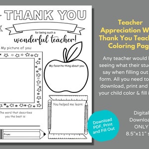 Teacher Appreciation Week Thank You Teacher Coloring Page to Download ...