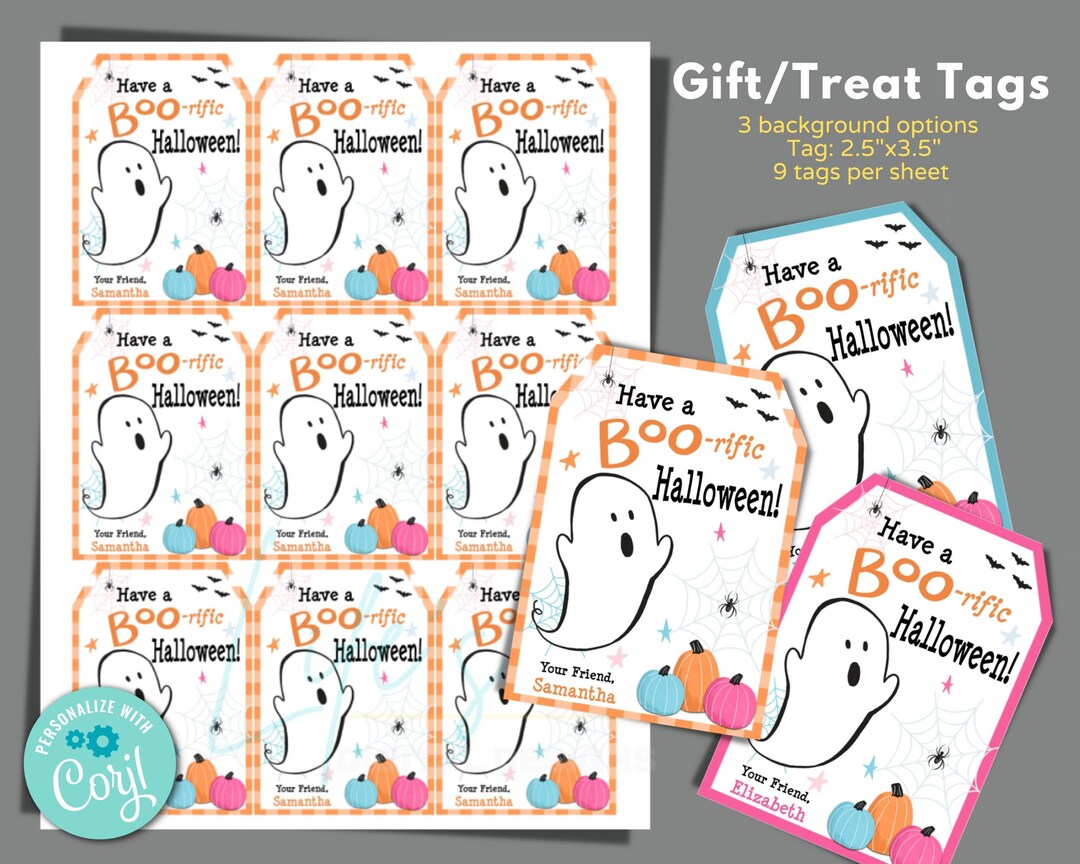 Halloween Gift Tags to Edit in Corjl, Download and Print, Have a Boo ...