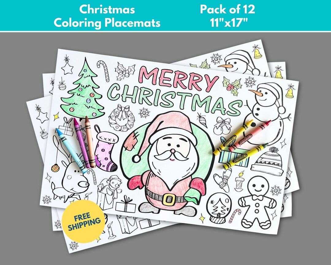 Christmas Paper Placemats for Kids, SET of 12 Christmas Placemats ...
