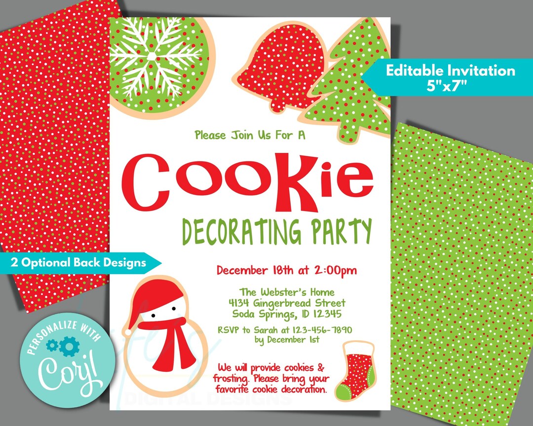 Cookie Decorating Party Invitation to Instantly Edit in Corjl, Download ...