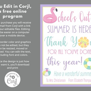 End of School Year Teacher Card to Edit Download and Print School's Out ...