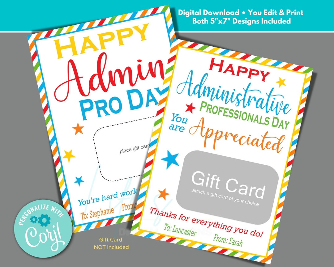 Administrative Professionals Gift Card Holder to Edit, Download and ...