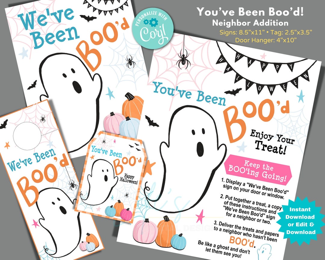 You've Been Boo'd Signs and Tag to Edit in Corjl, Download and Print ...