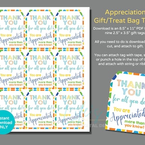 Teacher Appreciation Tags to Download and Print, Administrative ...